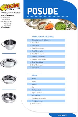Inox posuđe - Fijomi - oprema za vrtiće i škole
